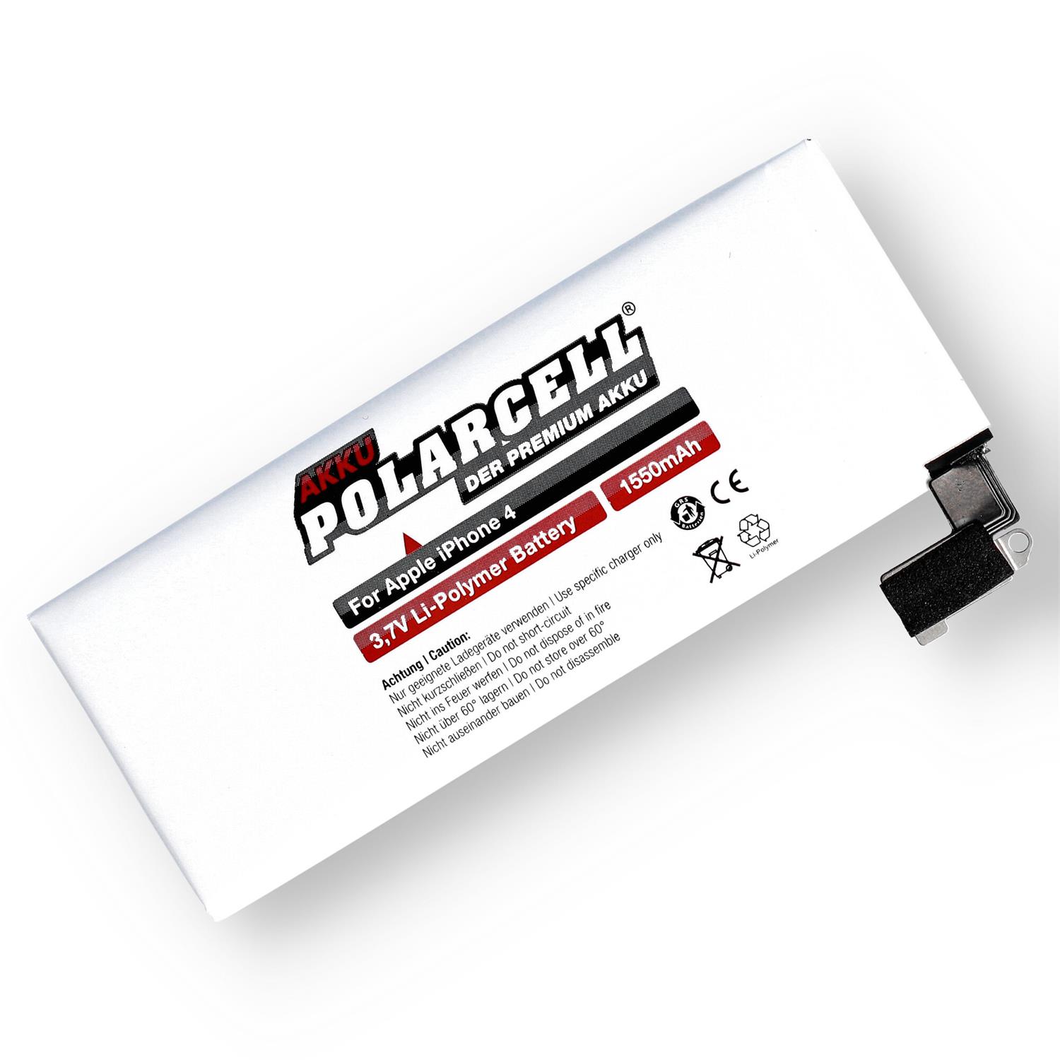 PolarCell Akku für Apple iPhone 4 | 4G mit 1550mAh - jetzt kaufen!